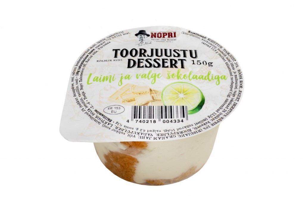 Toorjuustu dessert laimi ja valge šokolaadiga - Nopri Talumeierei